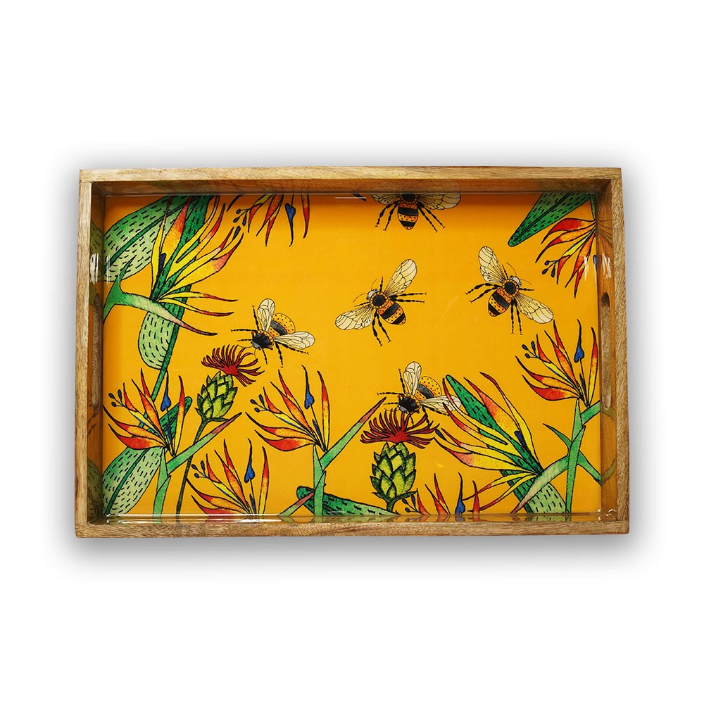 Rectangle Tray - Bees In Paradise – Yellow Marigold